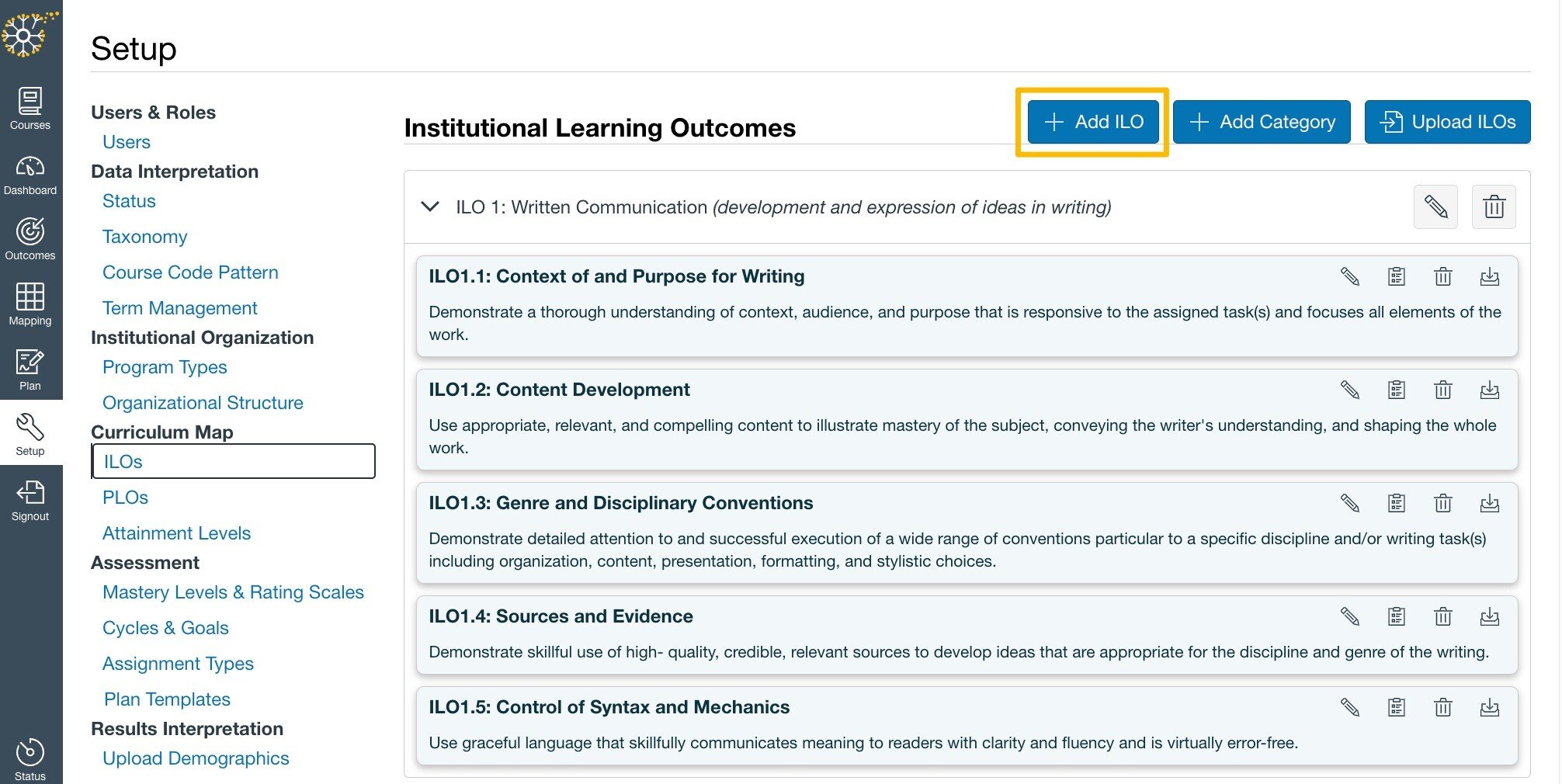 How do I add Institutional Level Outcomes (ILOs) to Insights for use in ...