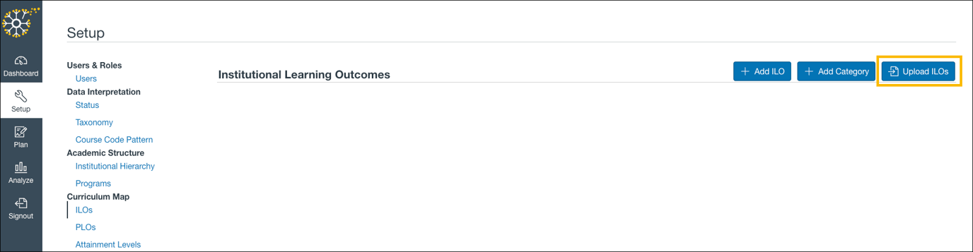 How do I add Institutional Level Outcomes (ILOs) to Insights for use in Curriculum Mapping?