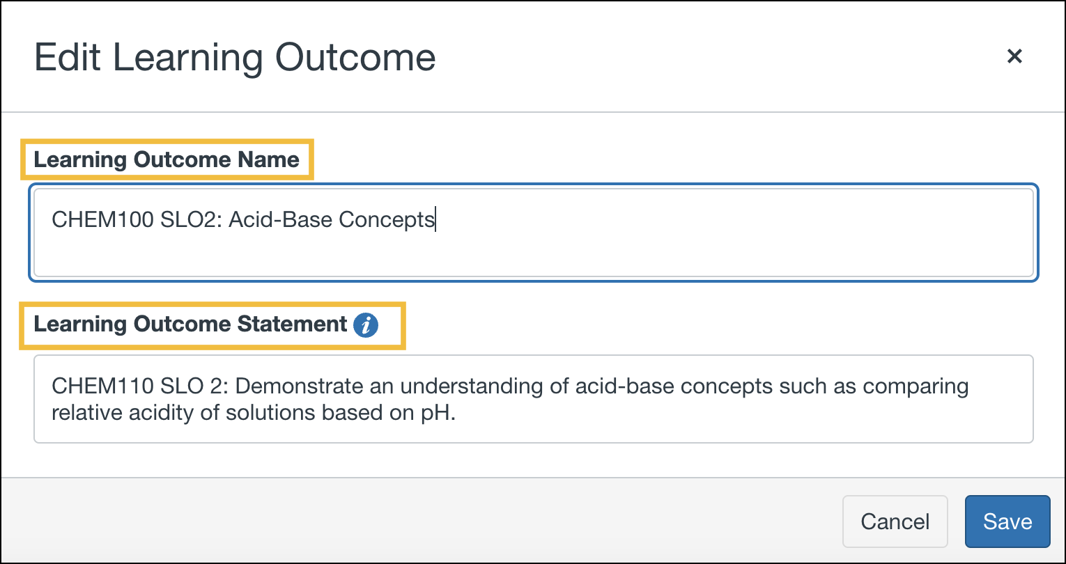 How do I edit a course learning outcome?