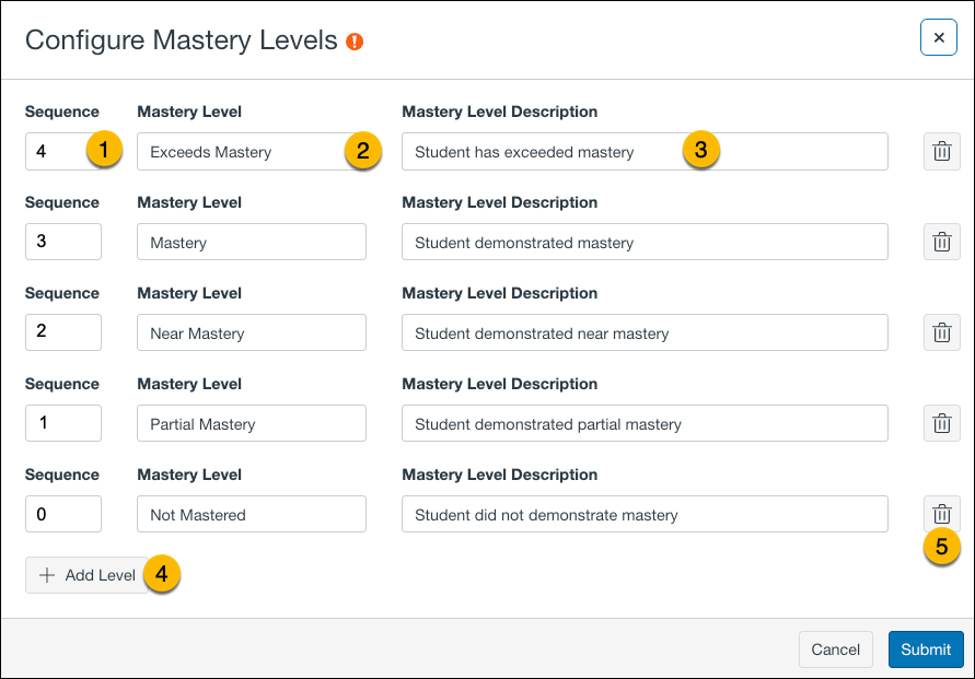 How do I set up Mastery Levels and Rating Scales?
