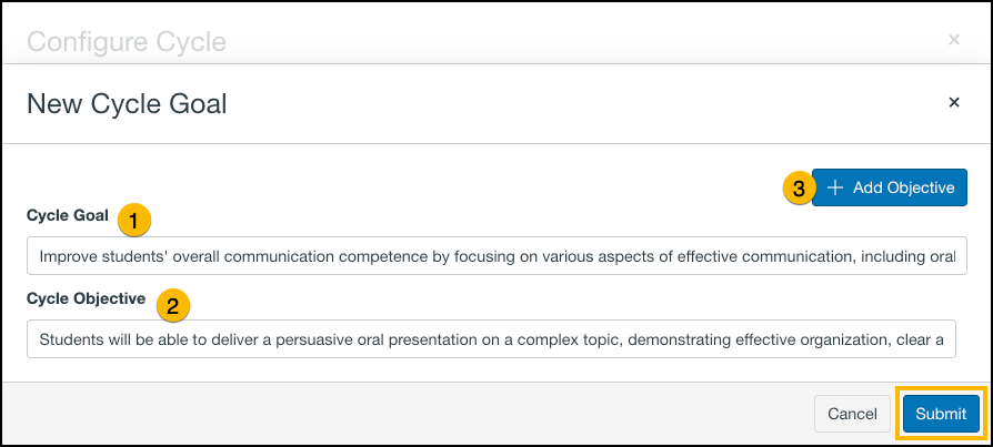 How do I create Cycles & Goals for assessment plan creation?