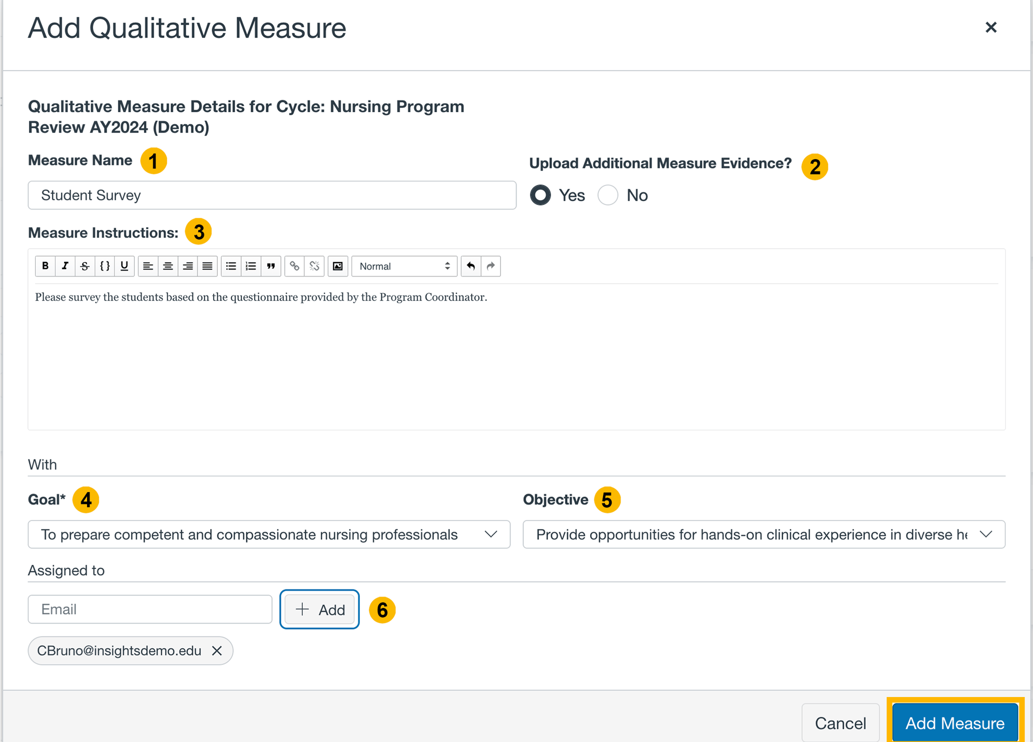 How do I plan qualitative assessment measures in Insights?