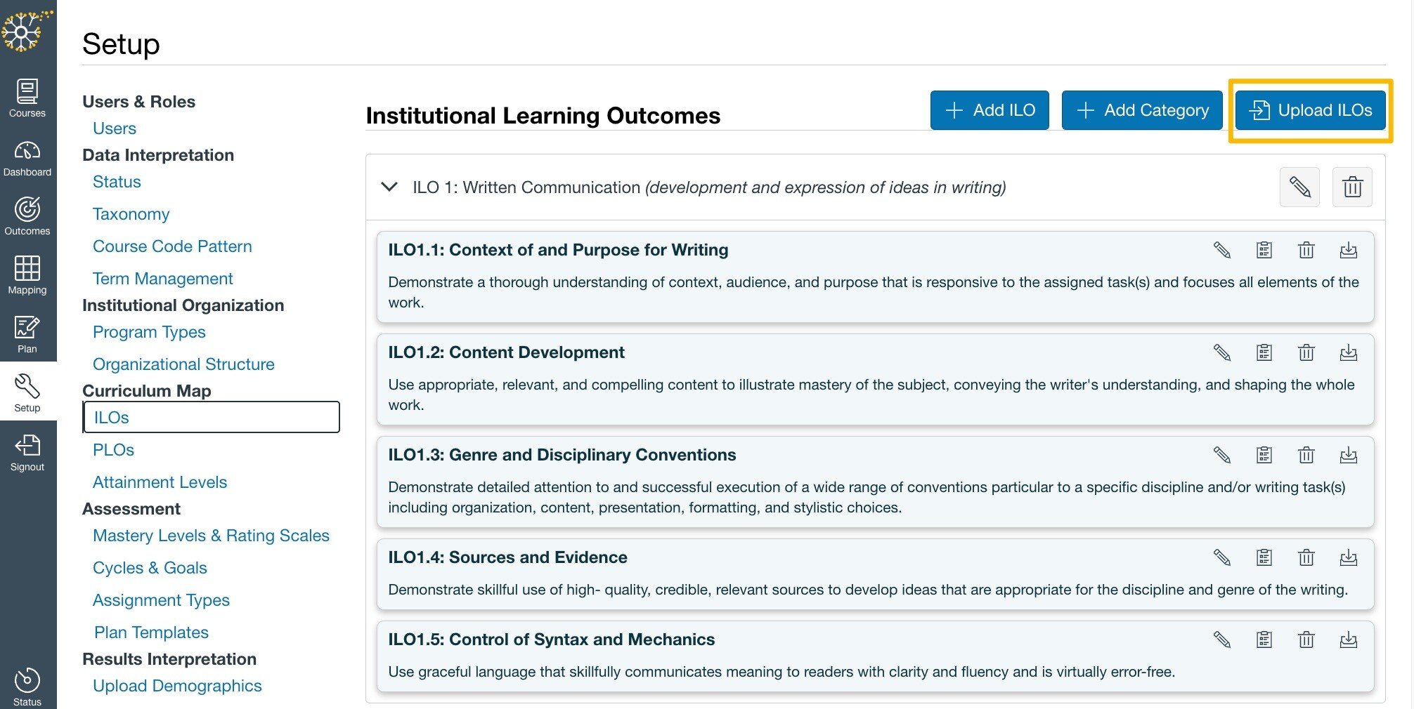 How do I add Institutional Level Outcomes (ILOs) to Insights for use in ...